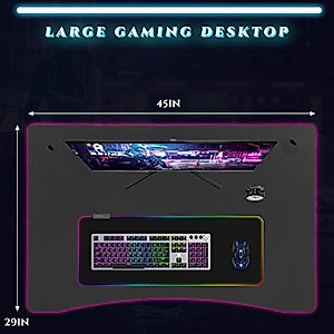 FDW Gaming Desk Gaming Table 45.2" W x 29" D PC Computer Desk Home Office Desk Table with Cup Holder Headphone Hook Gamer Workstation Game Table for Boys Girls.