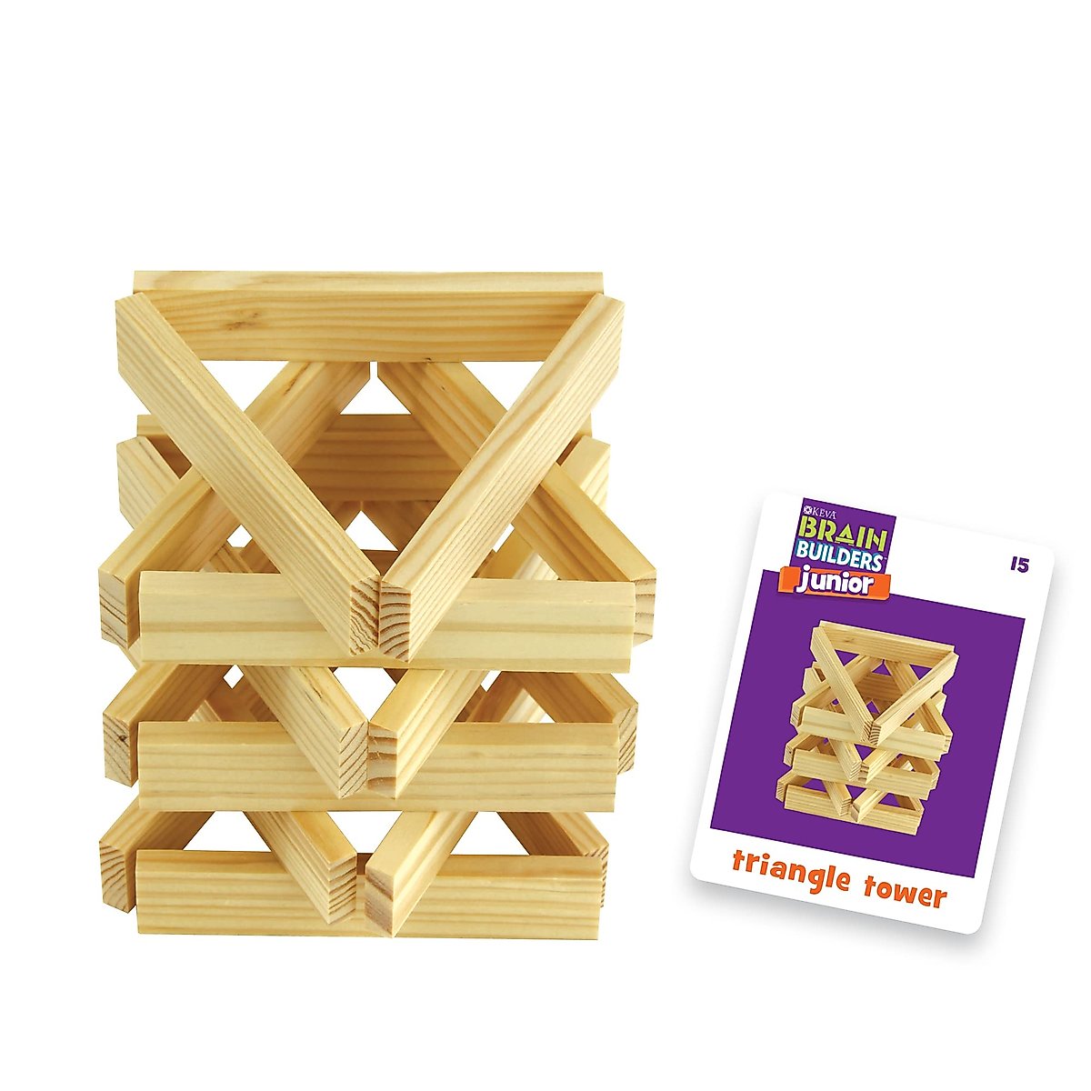 MindWare KEVA Brain Builders Set of 2: Original KEVA Brain Builders and KEVA Brain Builders Junior – Great Addition to STEM Building Toys and Classroom Games – 40 Planks & 70 Puzzles Total