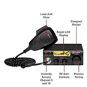 Cobra 19DXIV Professional CB Radio - Instant Channel 9 and 19, 4 Watt Output, Full 40 Channels, LCD Display, RF Gain Control, Compact Design