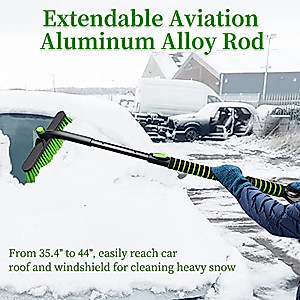 SEAAES 44 Inch Ice Scraper and Snow Brush for Car Windshield, Extendable Snow Removal Brush with Foam Grip for Truck SUV Vehicle Window
