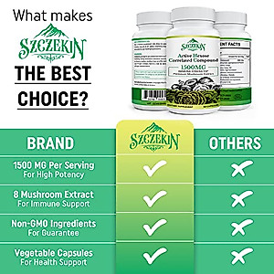 Active Hexose Correlated Compound 1500 mg Supplement, Natural 8 Mushroom Extract Supplement, Supports Immune System, Liver Function, Maintains Natural Killer and T Cells Activity, 180 Veggie Capsules