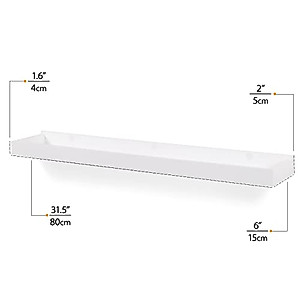 Wallniture Philly Nursery Bookshelf - Floating Book Shelves for Kids Room - 31 Inch Picture Ledge Book Tray Toy Storage Display White Set of 2