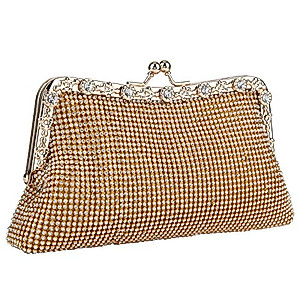 Fawziya Bow Purse For Women Rhinestone Crystal Evening Clutch Bags-Gold