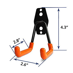 Garage Storage Utility Hooks, Wall Mount Hanging Hooks, Steel U-Hooks Tool Organizer Holder, 2-Pack