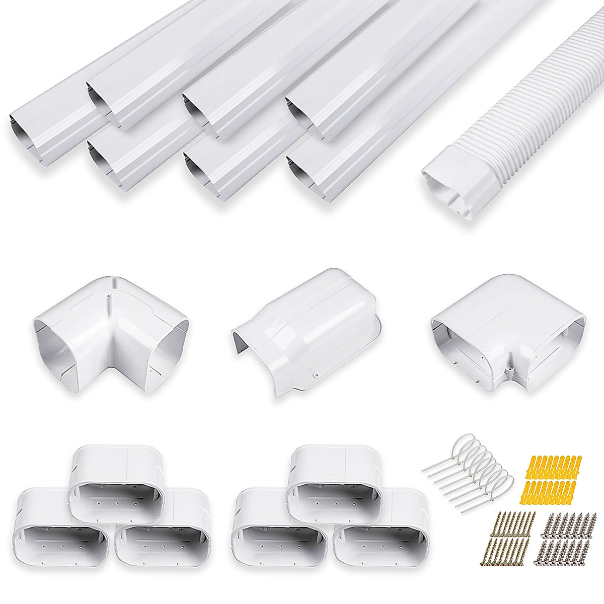 LyPrem 25Ft Mini Split Line Set Cover 4" PVC Line Cover Kit for Mini Split and Central Air Conditioner & Heat Pump