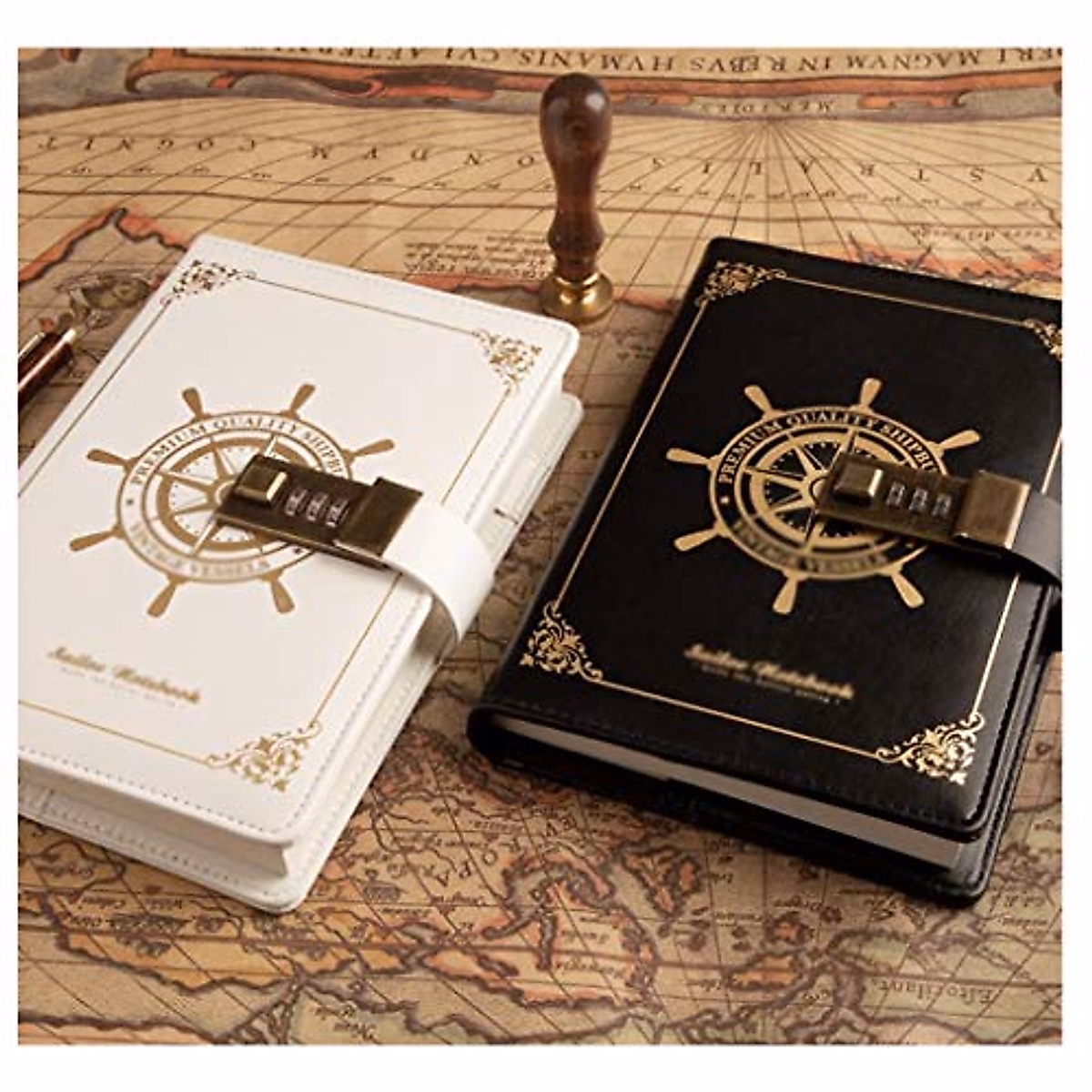 WFS Notebook Digital Password Combination Student Diary Notepad B6 PU Leather Creative Retro for Travel Business Office (Color : Brown)