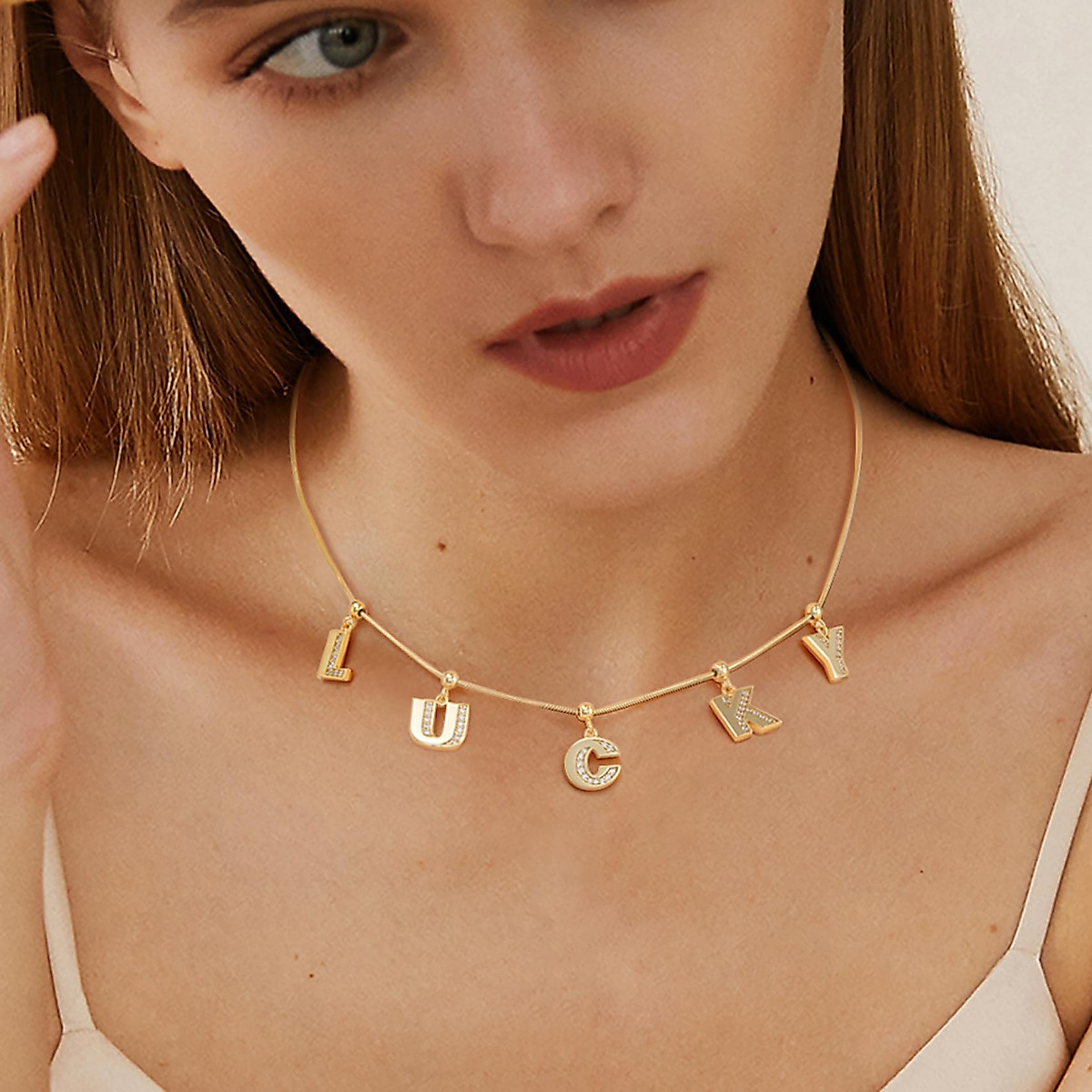 AIFOKIVO Letter C Charm Dangle 14K Golden Initial Beads, 925 Sterling Silver Customized Name Alphabet Necklace Pendant, for Cousin Couple Custom Gifts