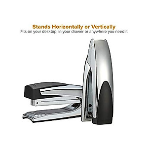 Bostitch Office Premium Executive Metal Desktop Stapler, Stand-Up Design, 20 Sheet Capacity, Staple Supply Indicator, Chrome