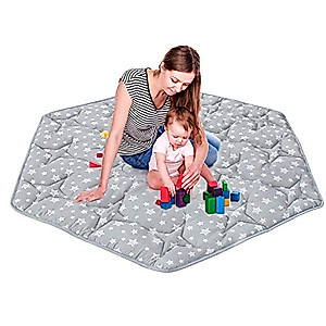 Hexagon Playpen Mat, Baby Playmat Fits Regalo Portable Play Yard 48 Inch and hiccapop 53" PlayPod Playpen, 6 Panel Playpen Mattress Non Slip Kids Tent Mat Hexagon Pad Mat