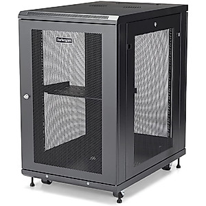 StarTech.com 19" 18U Server Rack Cabinet and 8 Outlet Horizontal 1U Rack Mount PDU Power Strip Bundle