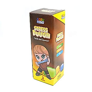 3 Pack Stress Dough Ball Soft Stretchy Stress Ball Toy for Kids Squeeze and Pull for Adult Anxiety Hand Therapy Relaxing Non Toxic Sensory Fidget Squishy Doh Splat Action in Green, Orange, Blue