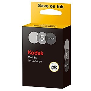 Kodak Verite 5 Replacement Inks (ASK1CA) Standard Black Ink Jet Cartridge Compatible with Kodak Verite Printers V50, V55, V55W Eco, V55 Plus, V60 Eco, V640 Eco, V64 Series, V65 Eco, V65 Plus