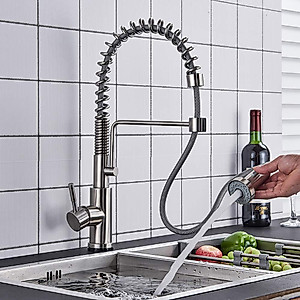 YJRIC Kitchen fau cet Brushed Pull Out Sensor Kitchen Faucet Sensitive Smart Touch Control Faucet Mixer for Kitchen Touch Sensor Kitchen Mixer Tap,Brushed Nickle