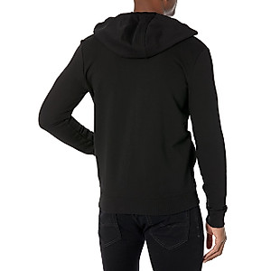 HUGO Boss Men's Regular Fit Square Logo Jersey Hooded Zip Up Sweatshirt, raven black, XL