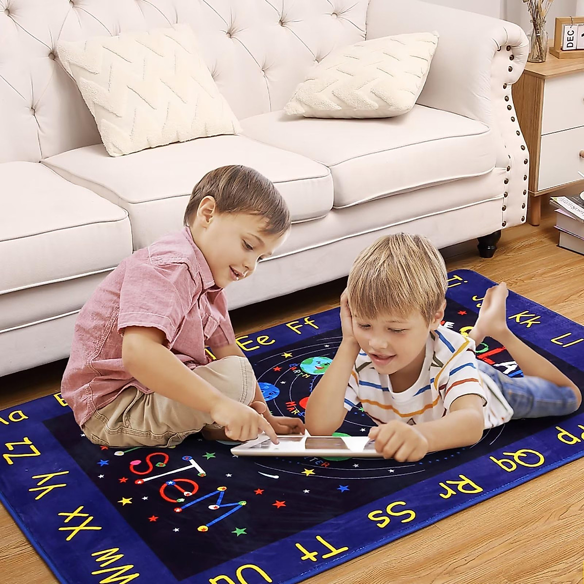 NANAN Kids Rug 5x7 Kids Room Rugs for Bedroom Carpet Kids Educational Rug Extra Large Soft Crawling Play Mat for Children Toddlers Classroom Playroom Alphabet Nursery Area Rug