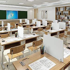 WATIIFUFU Acrylic Desk Sheer Panels Office Divider Desk dividers Classroom Privacy Desk Divider Office partitions and dividers freestanding Table Cut Off Splash Guard Frosted White