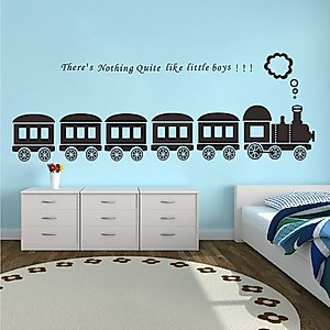 ANFRJJI Train Wall Decal and High-Speed Rail Wall Sticker with Removable PVC - Perfect for Decorating Kids' Rooms, Nurseries, and Student Dorms JWH142 (Black)