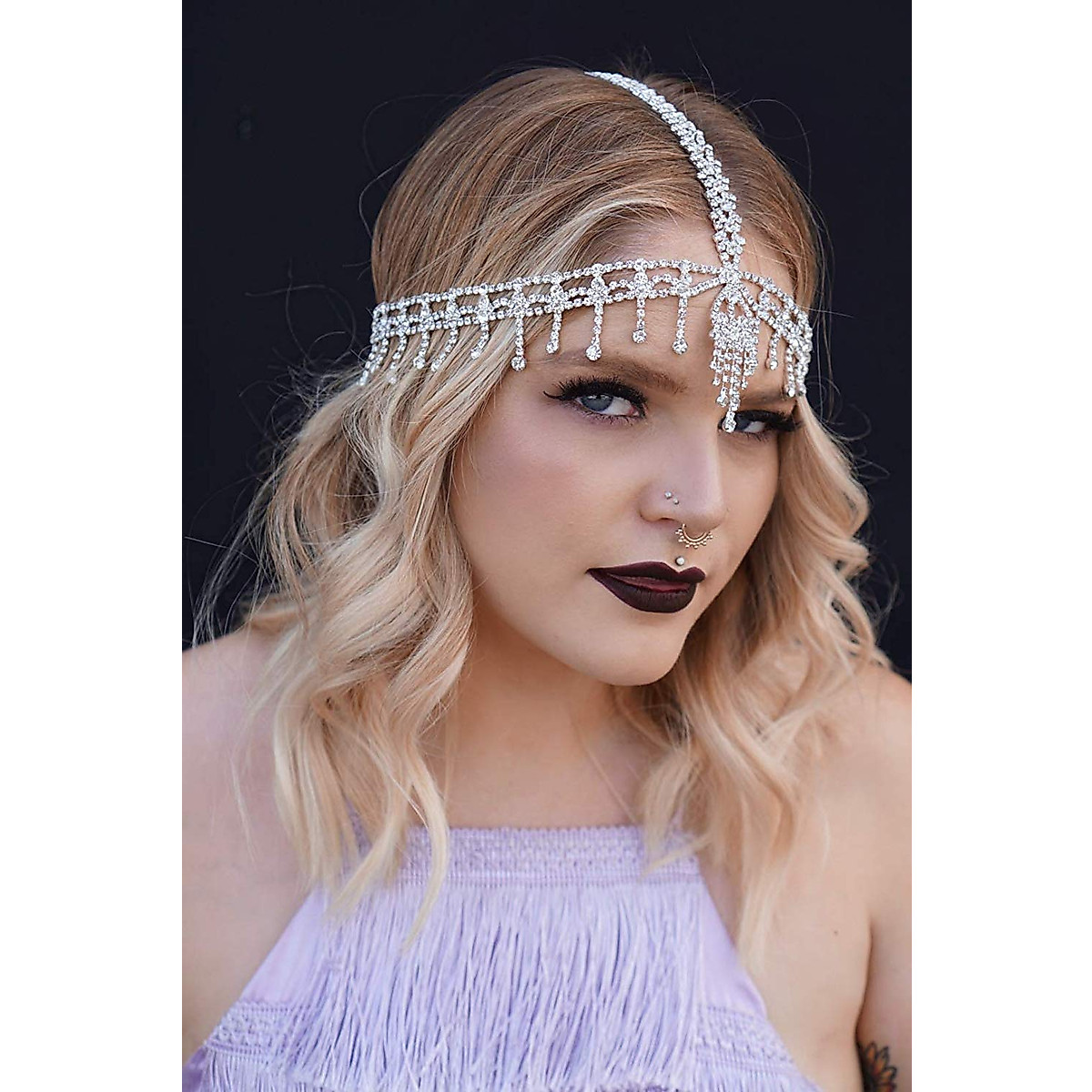 SWEETV 1920s Headband Great Gatsby Headpiece Rhinestone 1920s Headband Flapper Hair Accessories for Costume Party Head Cap