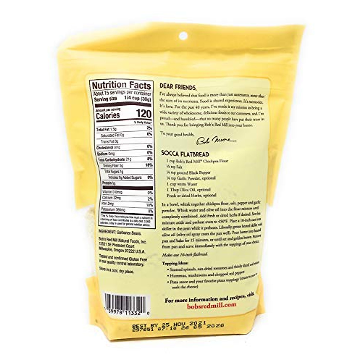 Bobs Red Mill Garbanzo Bean Flour, 16 Ounce ( Pack - 1 )