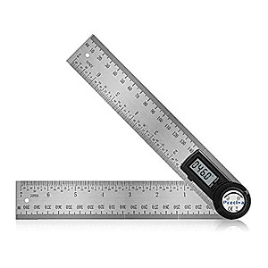 Digital Angle Finder Protractor, Preciva Digital Protractor 7 inch / 400mm Stainless Steel Measuring Ruler with Large LCD Display for Woodworking, Measurement (400MM)