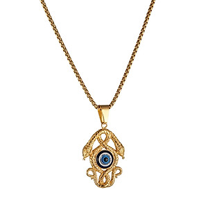 AsAlways Gold-plated Stainless Steel Snake pendant Ancient Egyptian Symbol of Protection Evil Eyes (Double-headed snake)