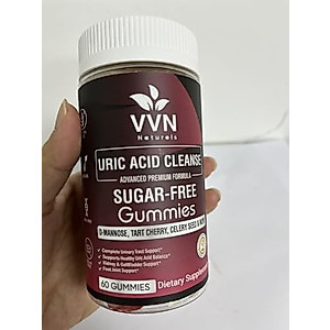 Sugar Free 21-in-1 Advanced Uric Acid Cleanse 3000mg D Mannose Dandelion Cranberry, Tart Cherry Gummies Kidney Health Supplement & UTI Support, Antioxidant W/JointSupport|NonGMO, 60 Vegan Ct