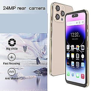 Yunseity Unlocked Smartphone I14promax, 6.6 Inch FHD Screen 2.4G 5G Dual Band WiFi Cellphone for Android13, 8GB RAM 256GB ROM, 8MP 24MP Cameras, MT6735 10 Core CPU, with Earbuds (US Plug)
