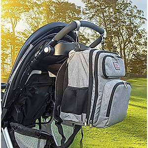 Benny Bradley's 3-In-1 Diaper Bag Backpack with Stroller Straps - Multifunctional Backpack for Mommy and Daddy, Stroller Organizer/Cup Holder and Travel Cooler Bag - Large Capacity, Waterproof