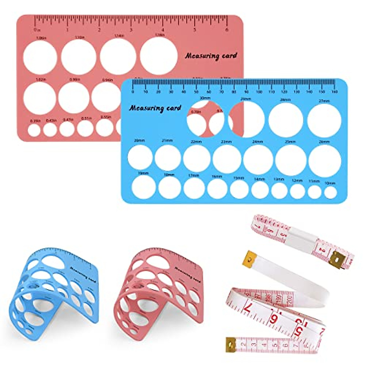 Nipple Rulers for Flange Sizing 4PCS, Breast Pump Shield Nipple Measurement Tool for Flanges with 2 Soft Rulers, Circle Templates Ruler for New Mothers, Silicone, Double Side Print, 100% BPA Free