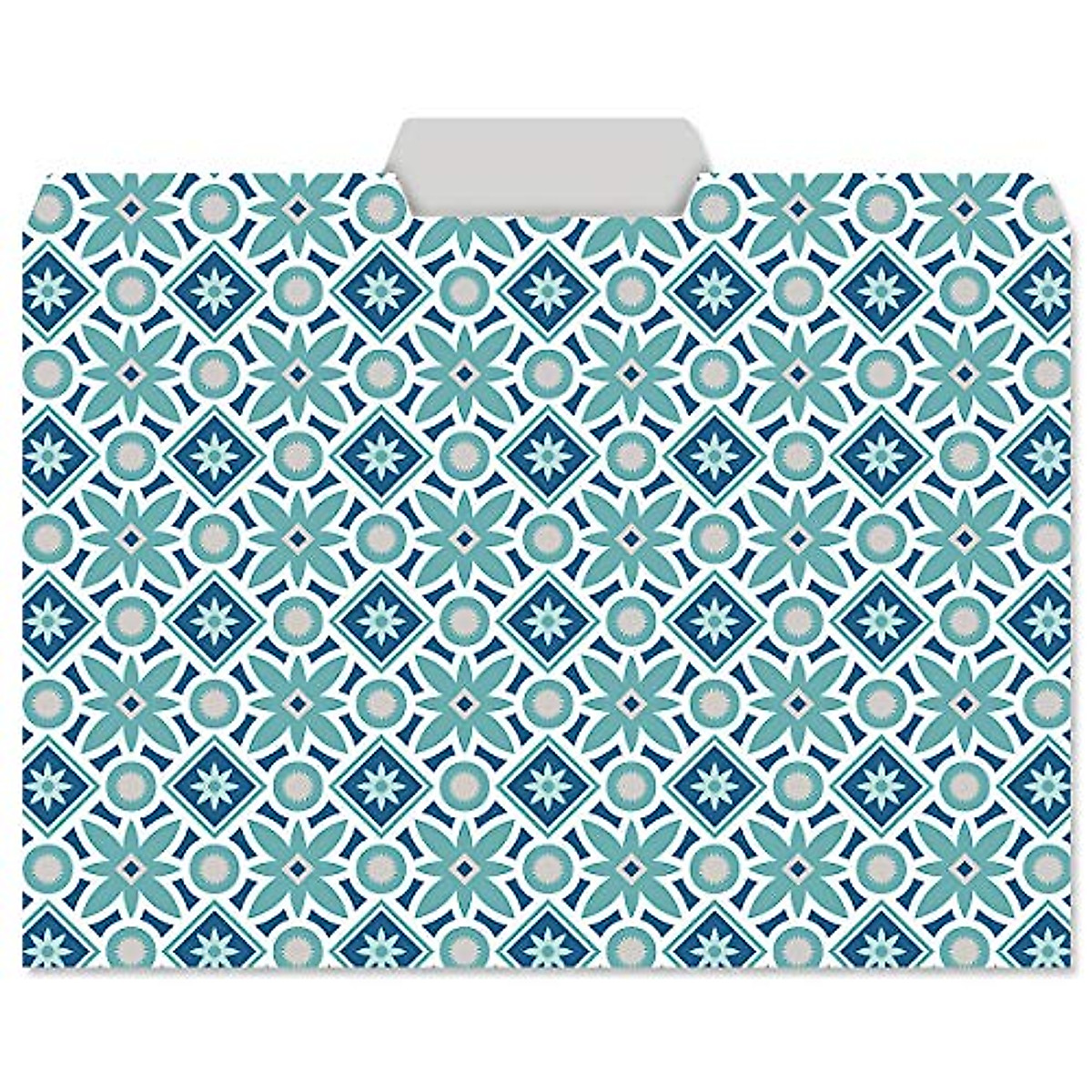Coastal Blues File Folder Value Pack - Set of 24 File Folders with Staggered Tabs, 6 Designs, Graphic Geometric Print, Office Supplies, Letter Size,  9 ½  x 11 ¾ Inches