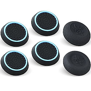 9CDeer Performance Joystick Analog Stick Thumb Grips Set of 6 Compatible with PS5, PS4, Xbox Series X/S Xbox One, Switch Pro Controller Black & Blue