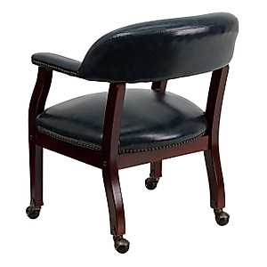Flash Furniture Sarah Navy Vinyl Luxurious Conference Chair with Accent Nail Trim and Casters
