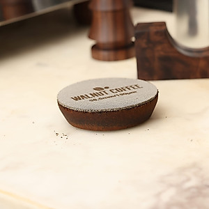 2Packs 58.5mm Espresso Puck Screen | Handmade Walnut Stand | 1.7mm Thickness 150μm 316 Stainless Steel