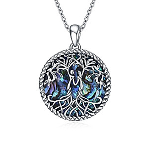 YFN Sister Gifts from Sister, Sterling Silver Tree of Life Sister Abalone/Turquoise Pendant Necklace Jewelry, Birthday Jewelry Gift Necklaces for Sisters