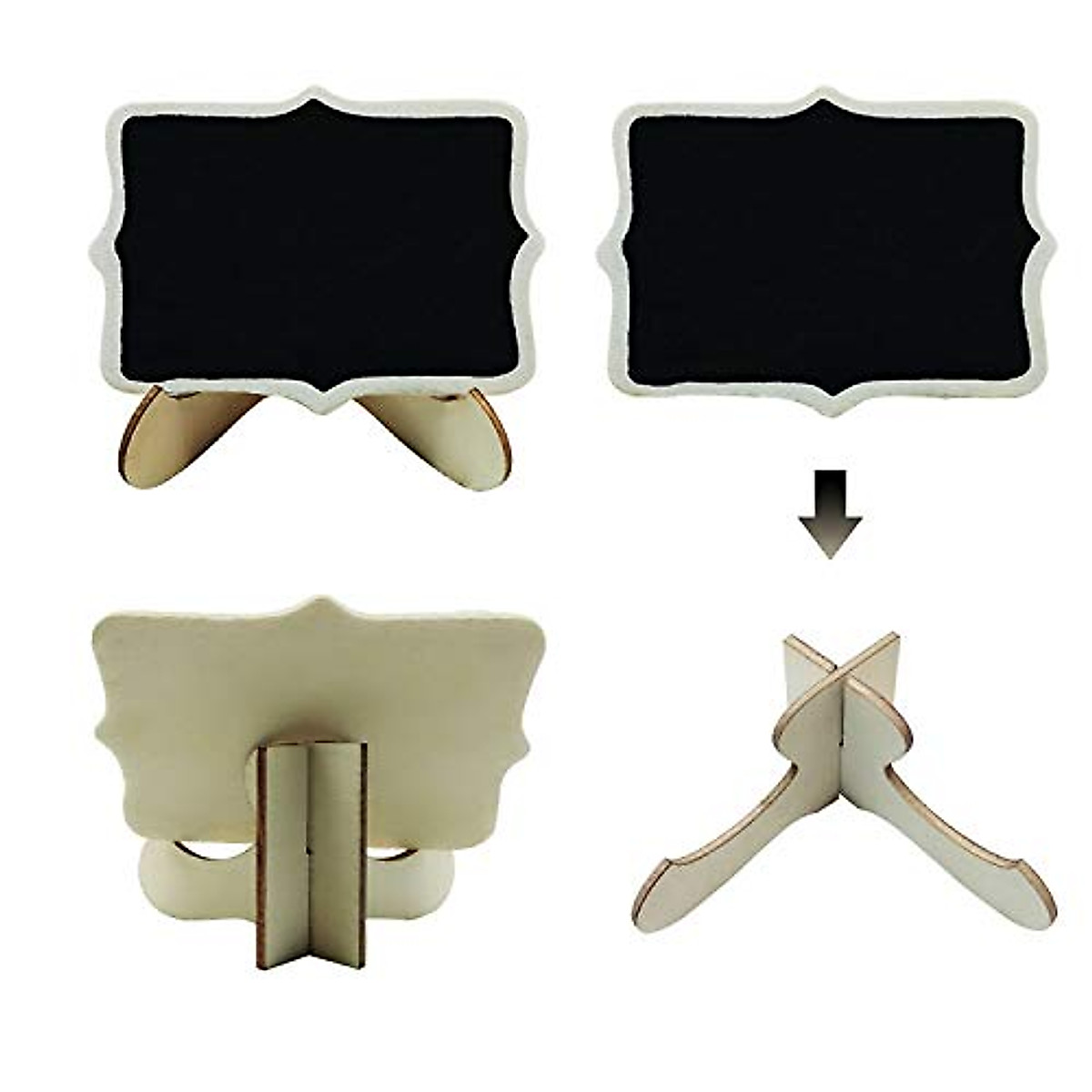 Woohome Mini Blackboard, 25 PCS Small Chalkboard with Stand Wooden for Message Board Signs, Wedding Table, Kids Craft Party