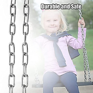 1/4” Hanging Link Chain, 6.56 Feet 304 Stainless Steel Link, 78.7 Inch Hanging Chains, 1300lb Capacity Heavy Duty Chains Hanging Kits for Swing Chairs, Hammocks, Rope, Punching Bags Outdoor/Indoor