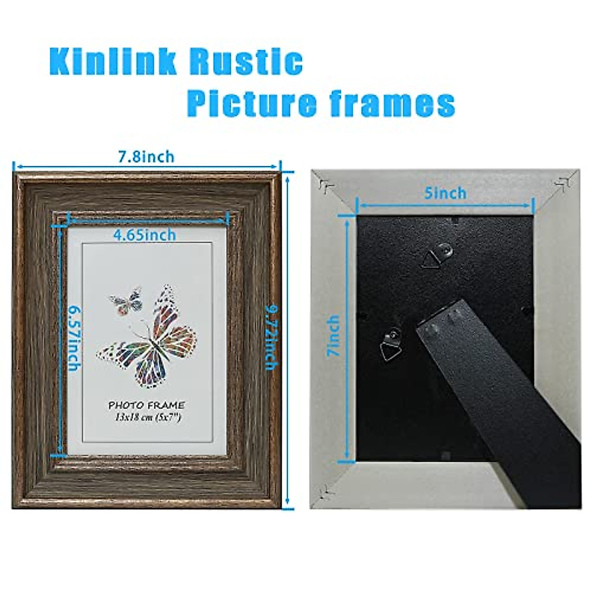 XUANLUO 3 Pack 5x7 Inch Farmhouse Rustic Picture Frame Sets Distressed Farmhouse Plastic Frame withTempered Glass for Wall Mount or Tabletop Display
