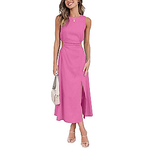 LILLUSORY Womens Ladies Pink Preppy Clothes Midi Dresses Y2k Cute Petite Girls Maxi Dresses