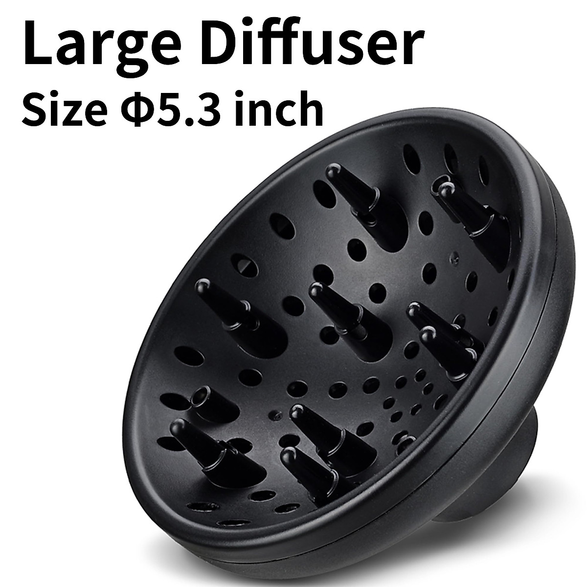 NITION Negative Ions Ceramic Hair Dryer with Diffuser(Large Size 5.3 inch) Attachment Ionic Blow Dryer Quick Drying,1875 Watt 2 Speed / 3 Heat Settings,Cool Shot Button,Lightweight,Gold