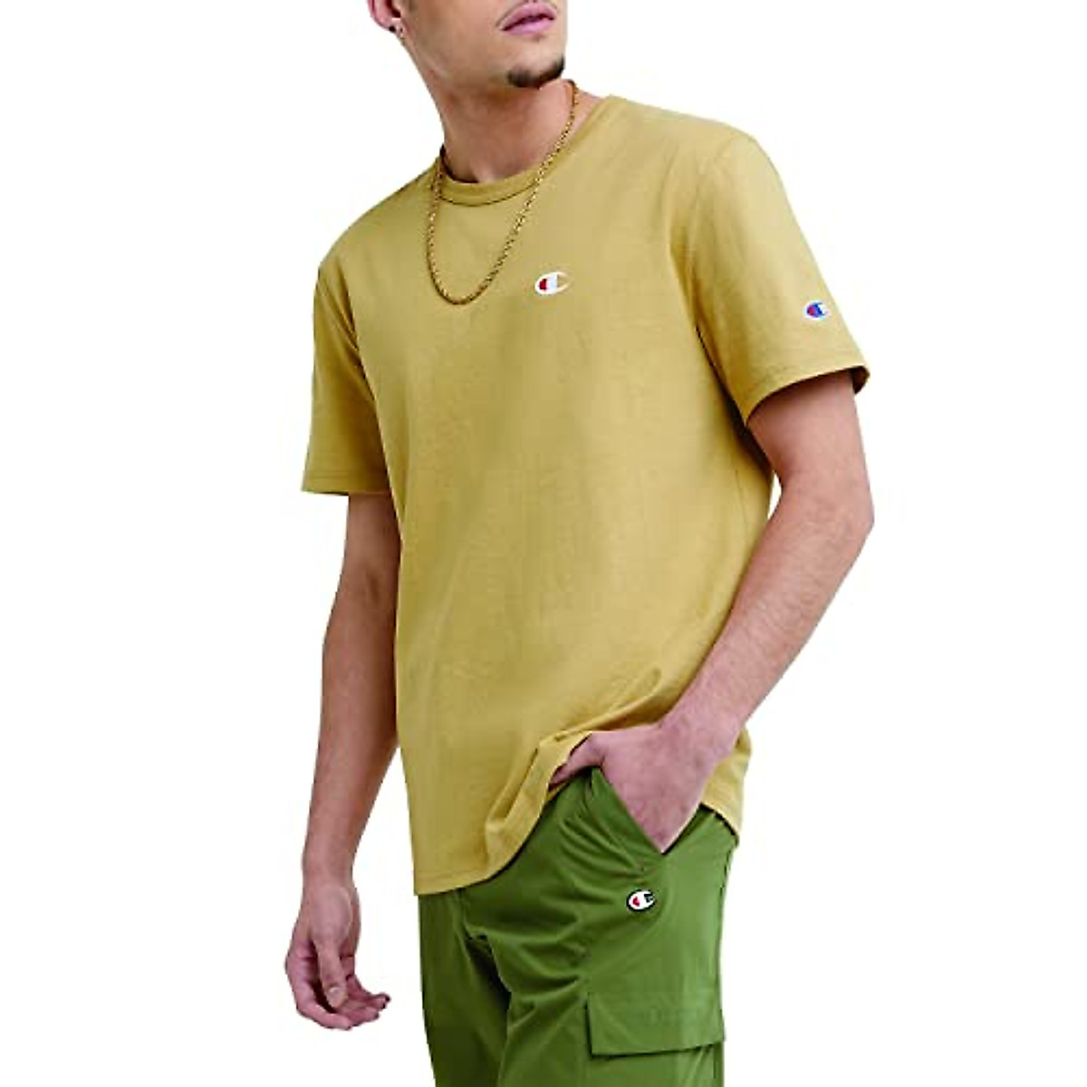 Champion, Heritage, Short-Sleeve Cotton Tee, Heavyweight Men's T-Shirt, Sandrock Left Chest C, 3X-Large