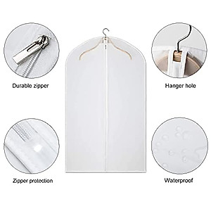 Kntiwiwo Clear Garment Bag Suit Bags for Storage Set of 12 Hanging Dust-Proof Clothes Cover Bag with Zipper for Suit, Coat, Dress Closet Clothes Storage-24” x 40”