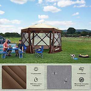 MASTERCANOPY 12x12 Portable Screen House Room Pop up Gazebo Outdoor Camping Tent with Carry Bag (12x12,Beige&Coffee)