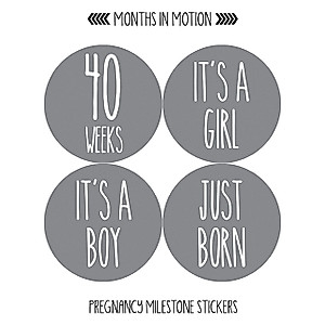 Months In Motion Weekly Pregnancy Growth Sticker | Week to Week Pregnant Expecting Photo Prop | Maternity Keepsake | Baby Bump | Weekly Stickers Photo (Set of 36 Stickers)