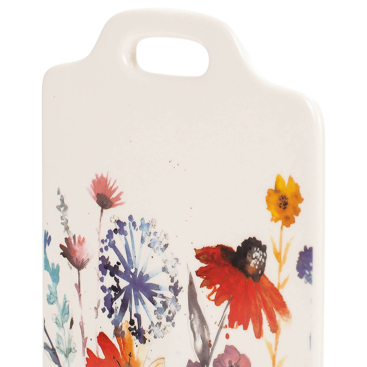 Meadow Flowers Orange and Cream 10 x 6.5 Ceramic Stoneware Cheese Cutting Board