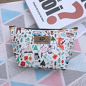 FRCOLOR Toiletry Bag, Multifunction Makeup Bag Purse Organizer Cartoon Cosmetic Pouch Waterproof Travel Cosmetic Case for Women Girls Teenagers (Happy Camping)