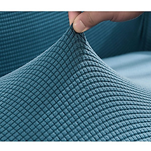 IMYOGI High Stretch Sofa Covers Stylish Polyester Sectional Sofa Slipcovers L Shape Modern Style Sofa Cover Couch Covers Machine Washable Furniture Protector for Living Room -Blue-4 Seater+4 Seater