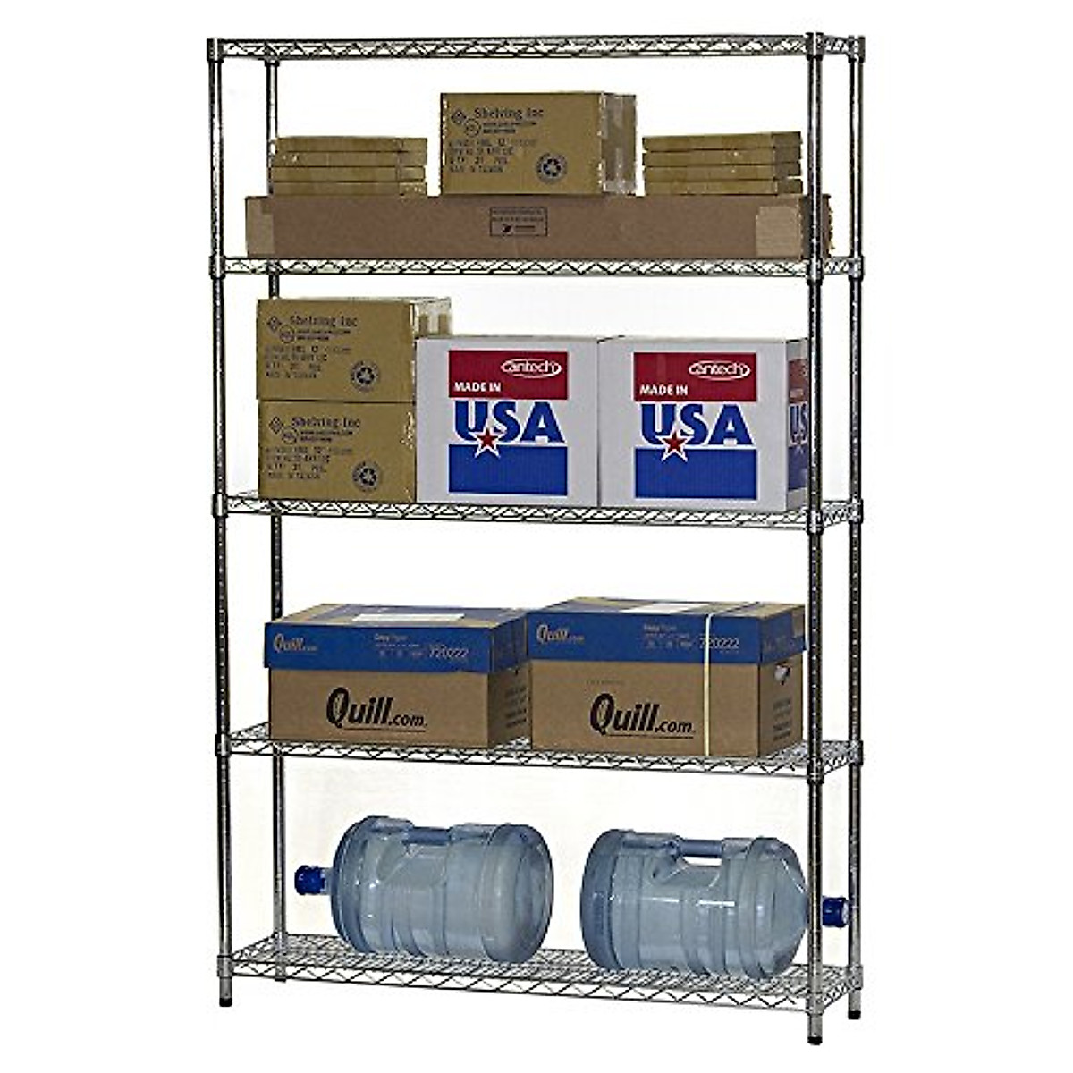 Shelving Inc. 12" d x 48" w x 72" h Chrome Wire Shelving with 5 Shelves