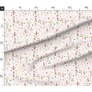 Spoonflower Fabric - Nutcracker Ballet Pink Winter Holiday Christmas Watercolor Swan Fairy Printed on Petal Signature Cotton Fabric by The Yard - Sewing Quilting Apparel Crafts Decor