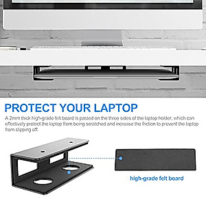 GOME Under Desk Laptop Mount Metal Bracket with Felt Board to Protect Your Laptop, Under Desk Laptop Tray Holder Desk Shelf with Screws to Enhanced Stability
