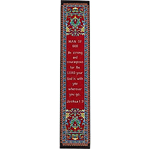 Man of God, Woven Fabric Christian Bookmark, God is with You Silky Soft Joshua 1:9 Flexible Bookmarker for Novels Books and Bibles, Traditional Turkish Woven Design, Memory Verse Gift